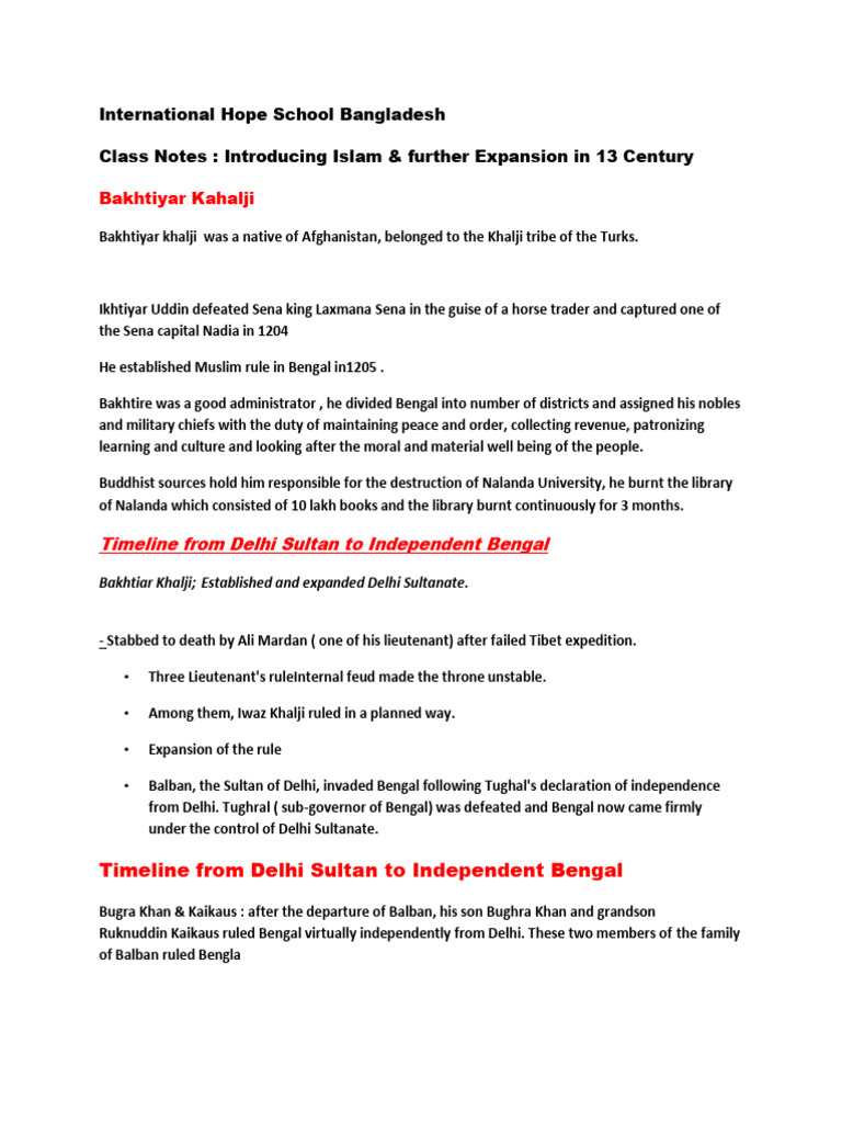 Class Notes - Introducing Islam Further Expnsion in 13th Century | PDF ...