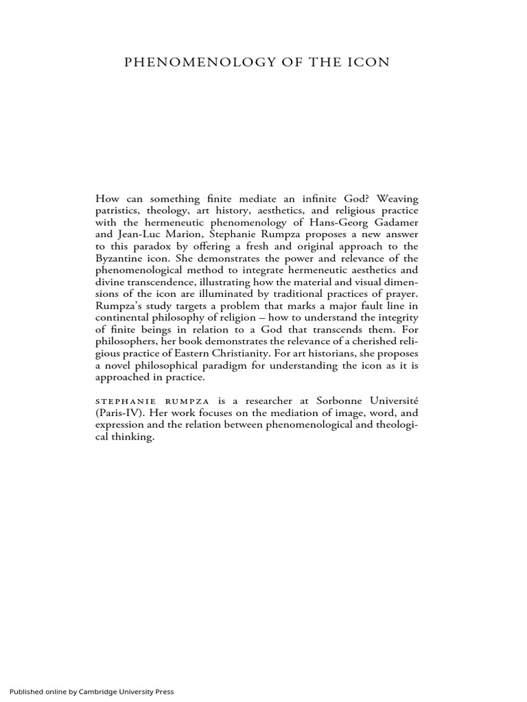 Phenomenology of The Icon Mediating God Through The Image (Stephanie ...