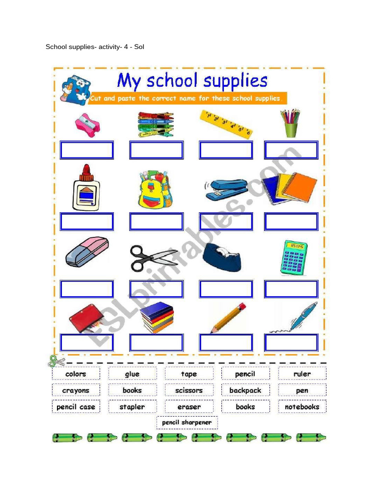 School Supplies Activity Guide 4 | PDF