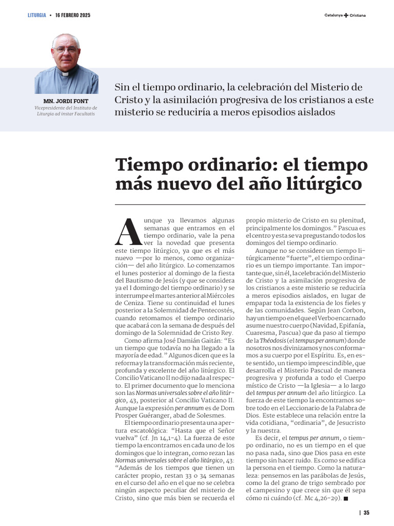 Tiempo Per Annum Cast CC Febrer 2025 | PDF | Año litúrgico | Religiones abrahámicas