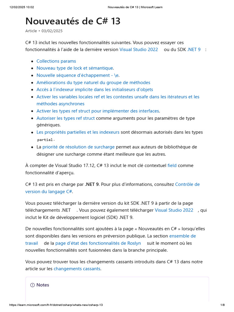 Nouveautés de C# 13 et .NET 9 | PDF | C# (Langage de programmation ...