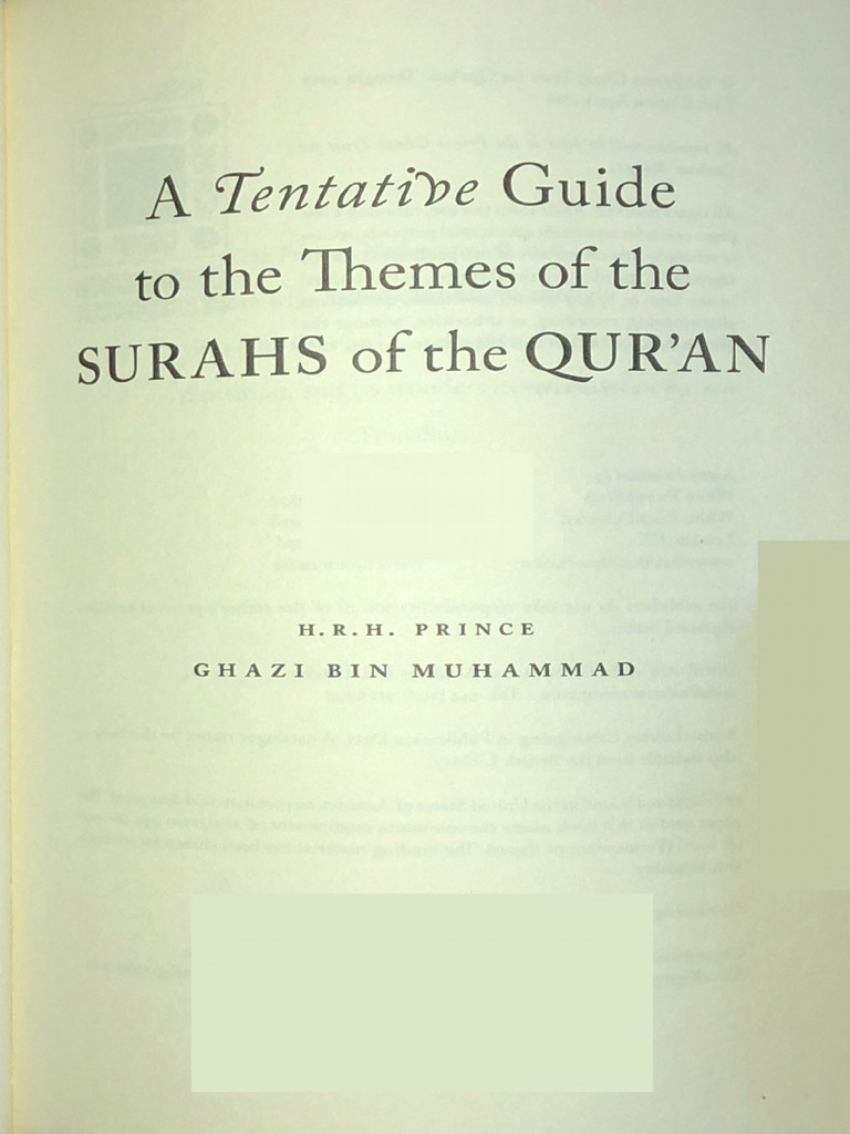 A Tentative Guide To The Themes of The Quran | PDF | Surah | Quran