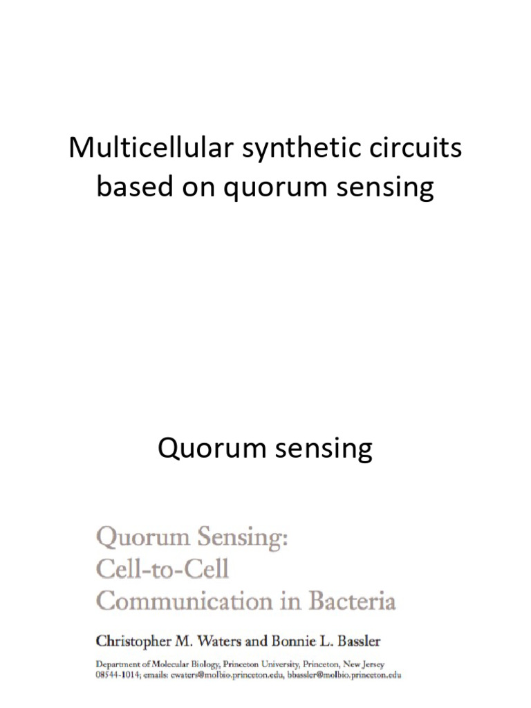 Multicell Circuits Using Quorum Sensing Biocomp 2022 Grado Pdf