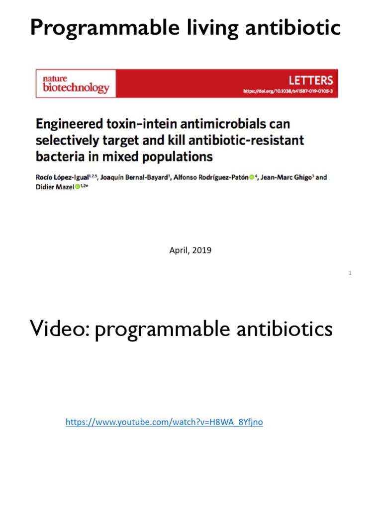 Slides - Programmable Antibiotics | PDF | Bacteria | Health Sciences