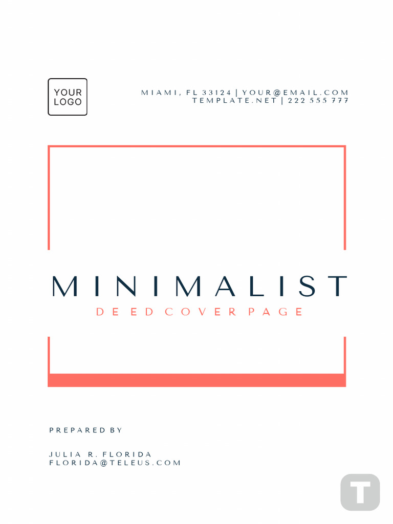 Minimalist Deed Cover Page Template | PDF