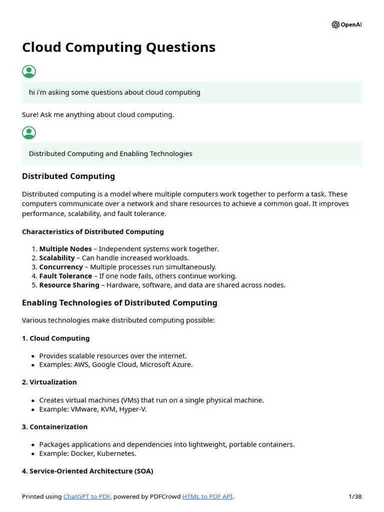 Cloud Computing Questions-1 | PDF | Virtualization | Cloud Computing