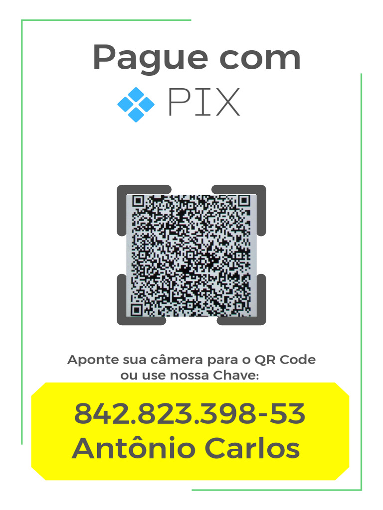 Cartaz Pague Com Pix QR Code e Chave Simples | PDF
