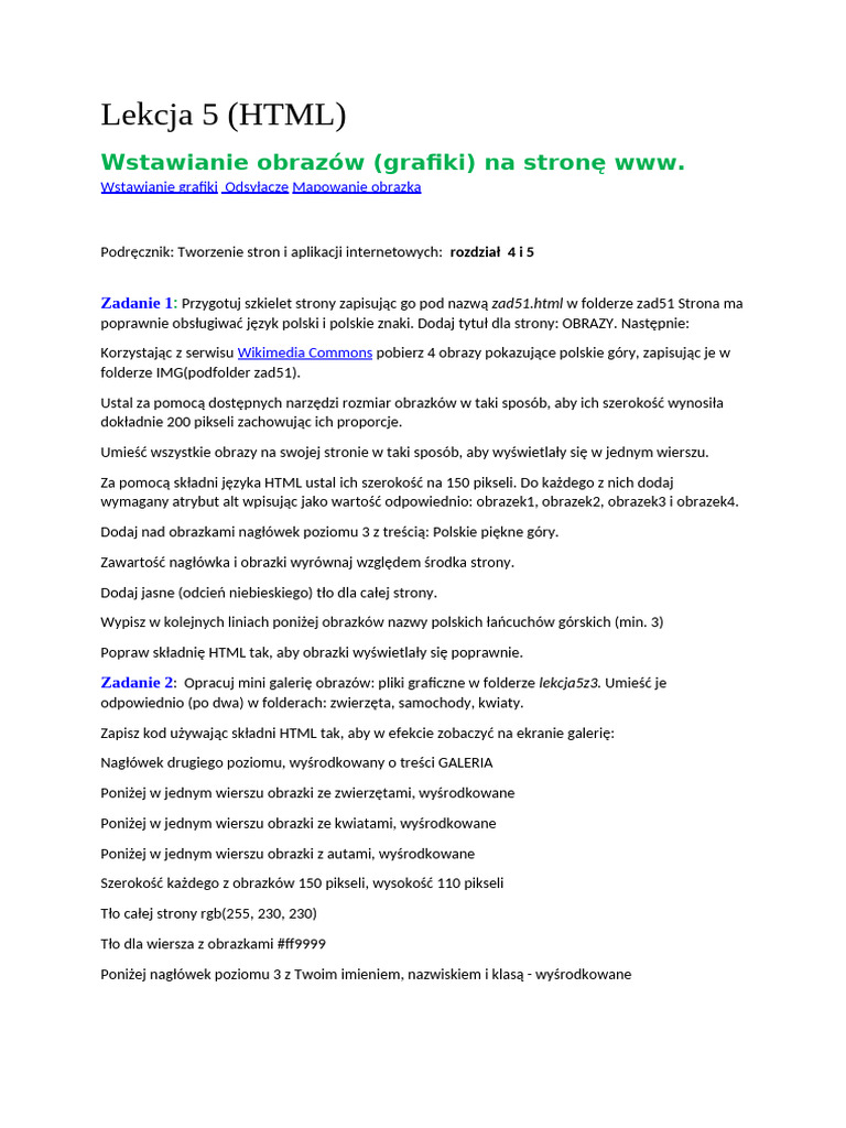 Lekcja HTML5 | PDF