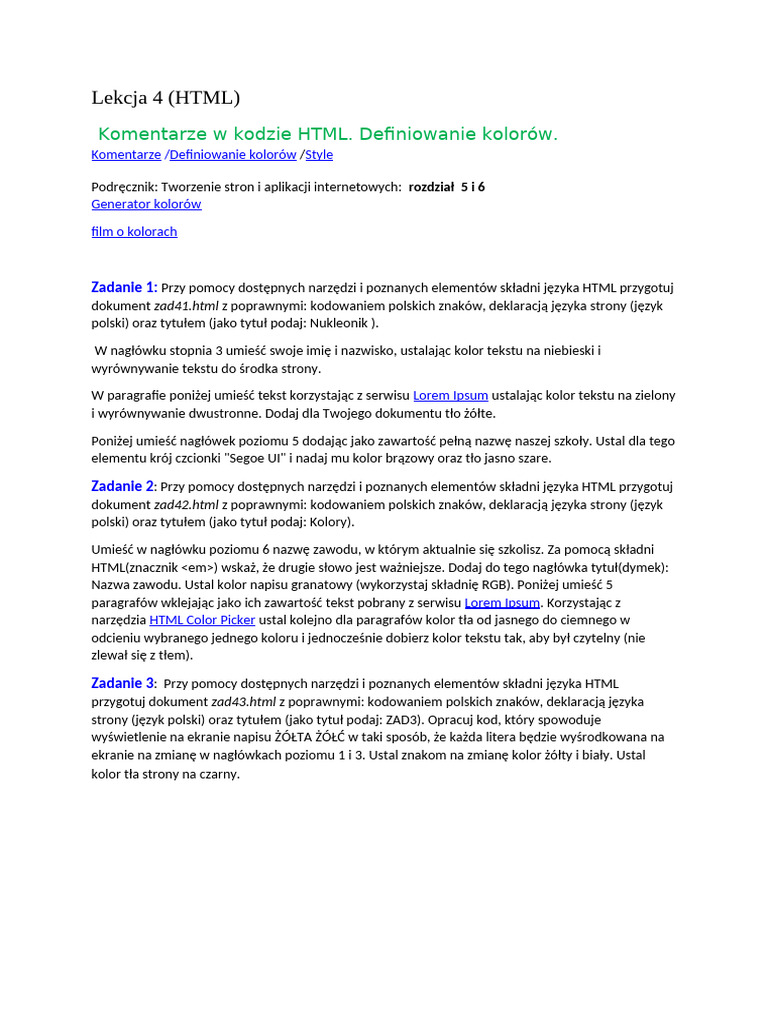 Lekcja HTML4 | PDF