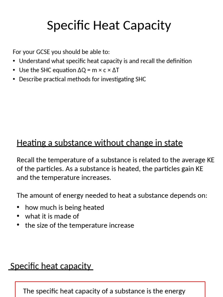 SLG2 - Specific Heat Capacity | PDF | Heat Capacity | Temperature