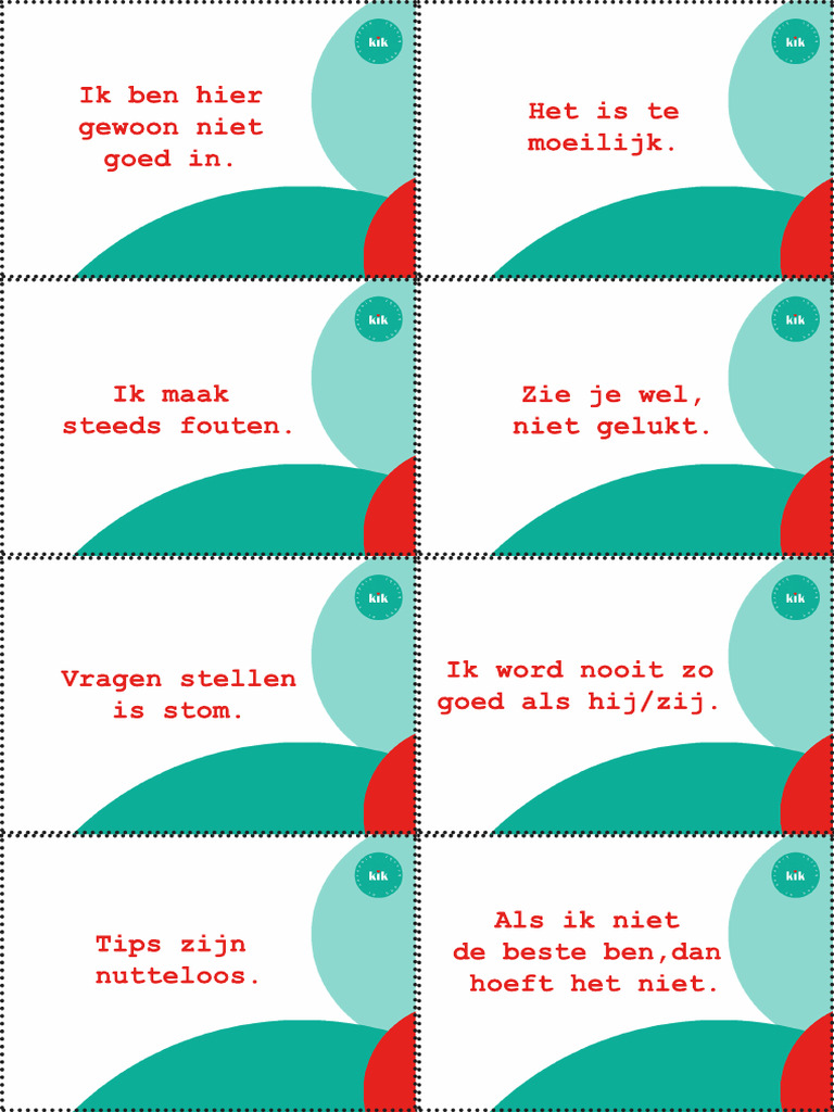 KIK Kaartjes Wat Zeg Je Tegen Jezelf Voorkant | PDF
