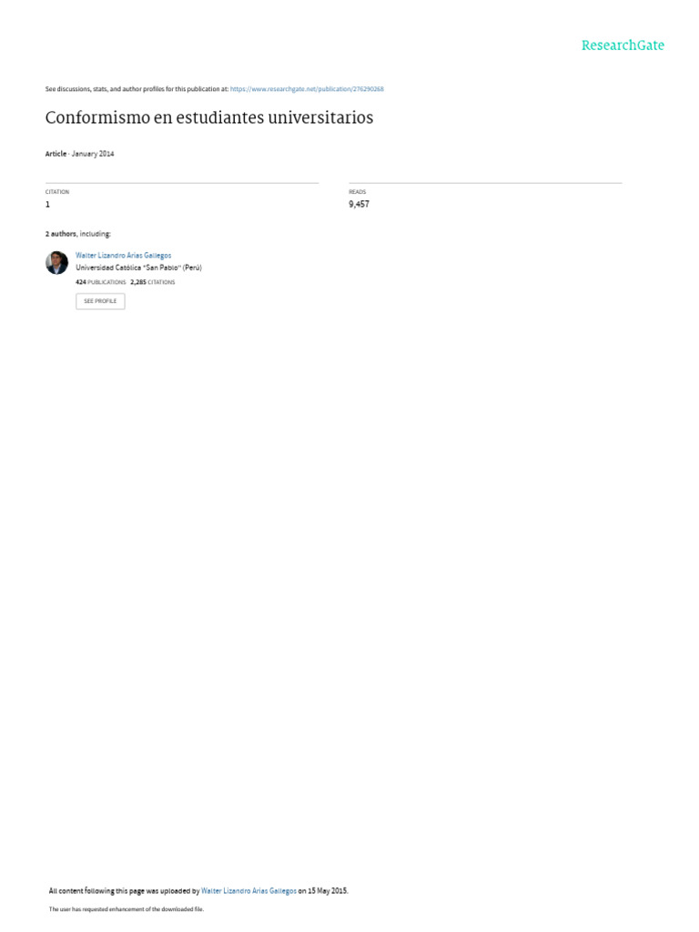 Conformismo en Estudiantes Universitarios: January 2014 | PDF