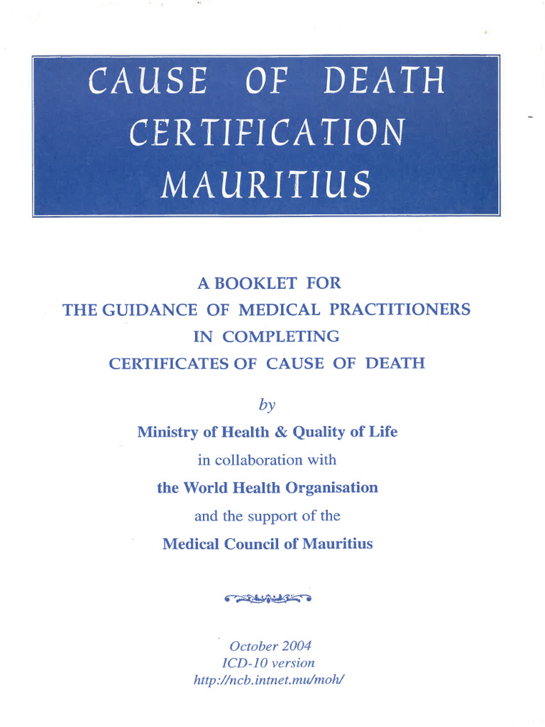 Cause of Death Certification | PDF