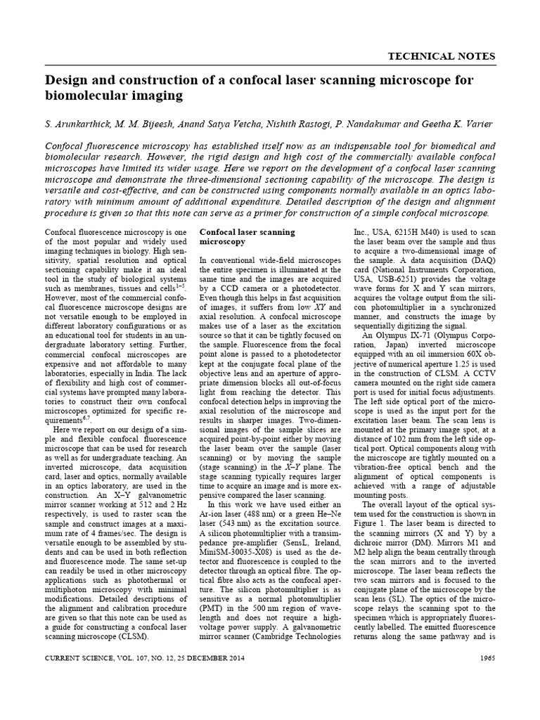 Design and Construction of A Confocal La | PDF | Confocal Microscopy ...