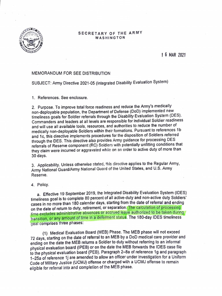 Army Directive 2021-05: DES Procedures | PDF | Agencies Of The United ...