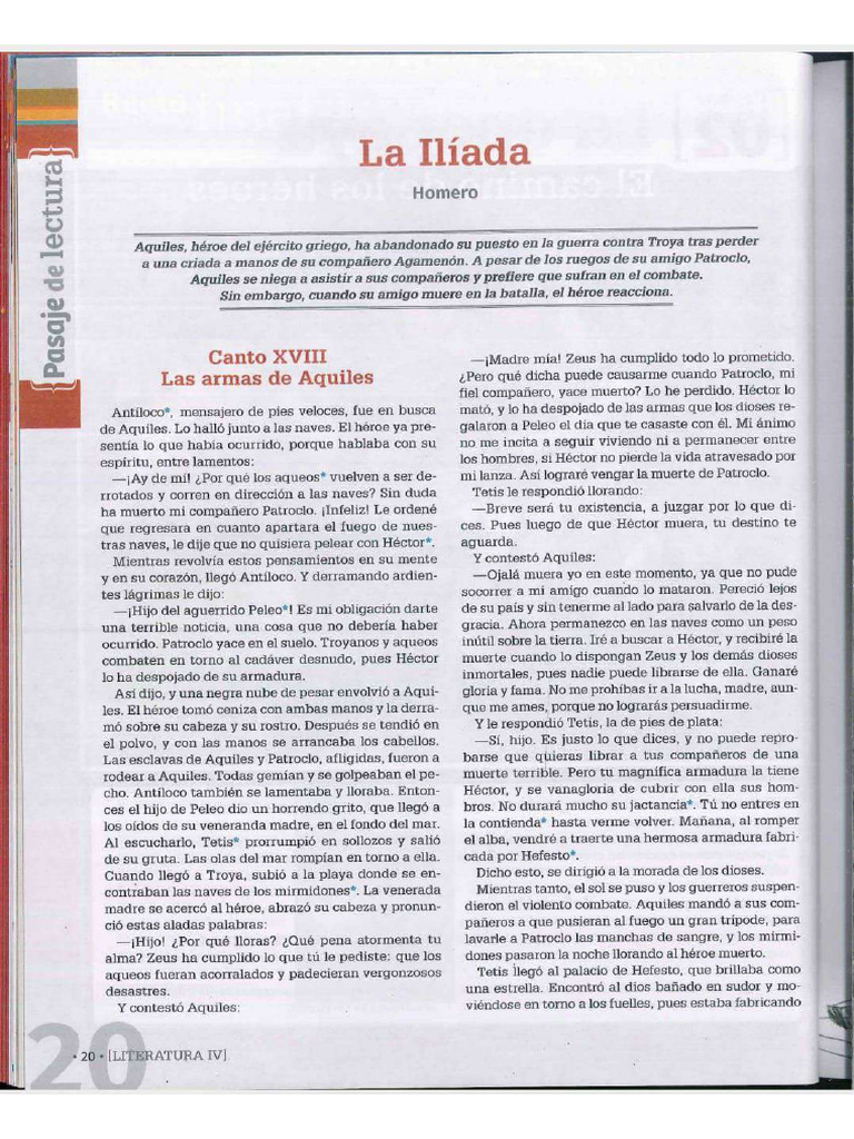 La+Iliada-+Taller+de+comprensión++de+lectura. | PDF