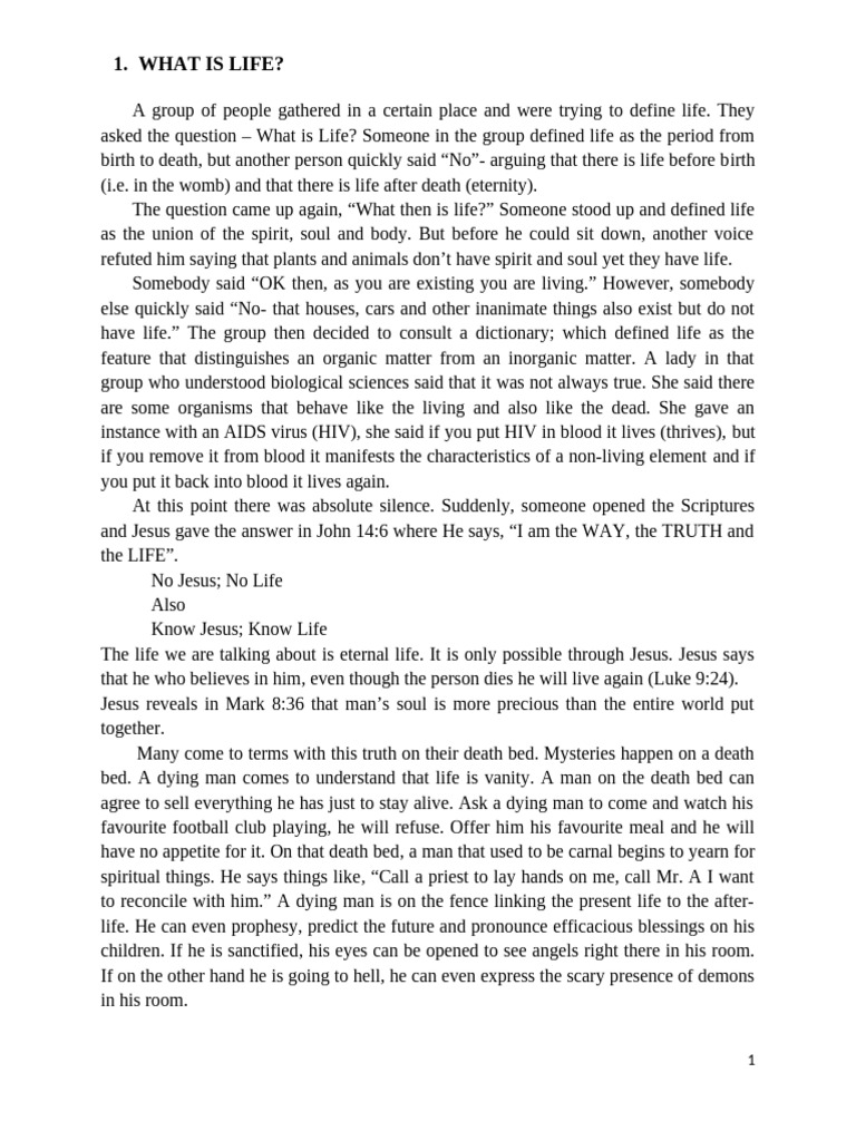 What is Life | PDF | Prayer | Jesus