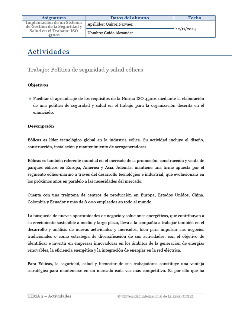 SGSS t2 Act | PDF | Energía eólica | Bibliografía