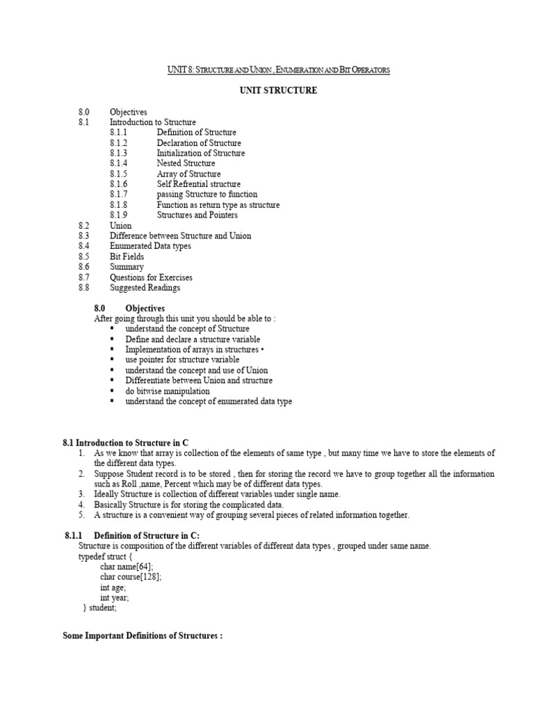 chapter complete on structure and union with examples of array_compressed | PDF | Pointer ...