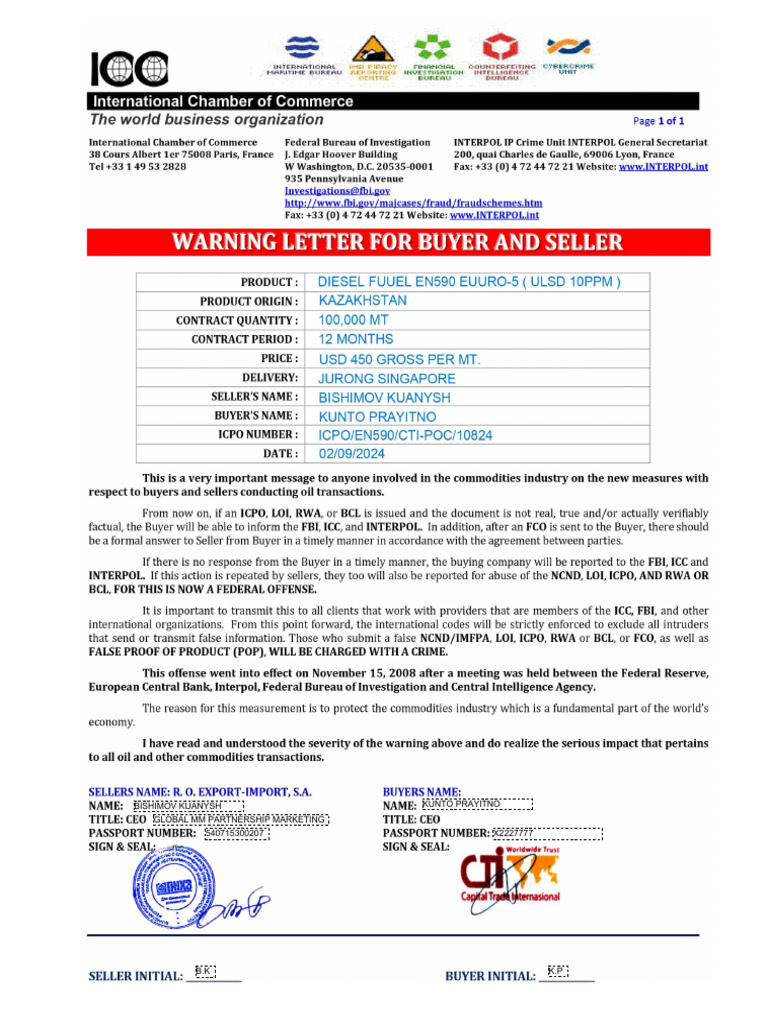 Warning Letter As Per The Icc Rules | PDF