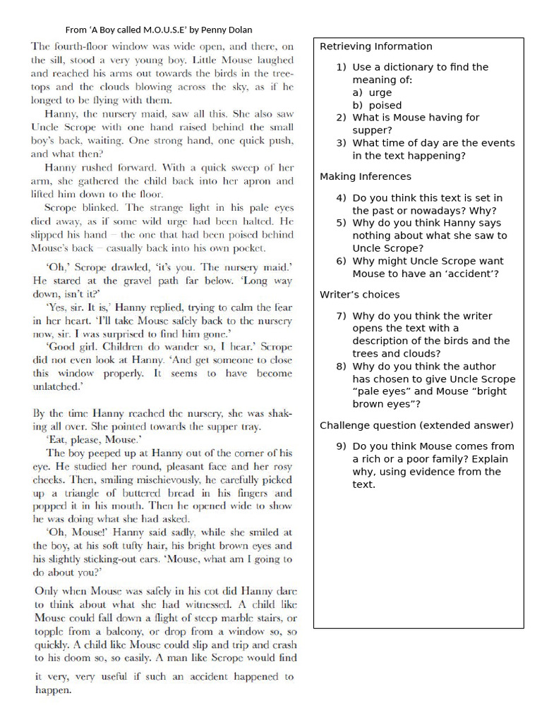 Narrative A Boy Called Mouse | PDF