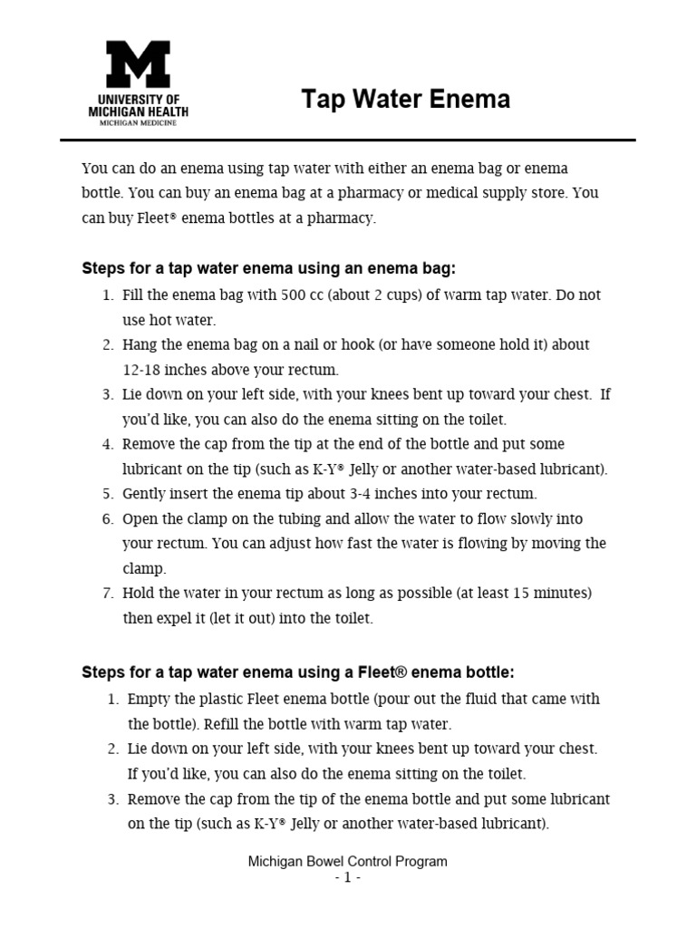 Tap Water Enema Pdf Medicine Medical Specialties