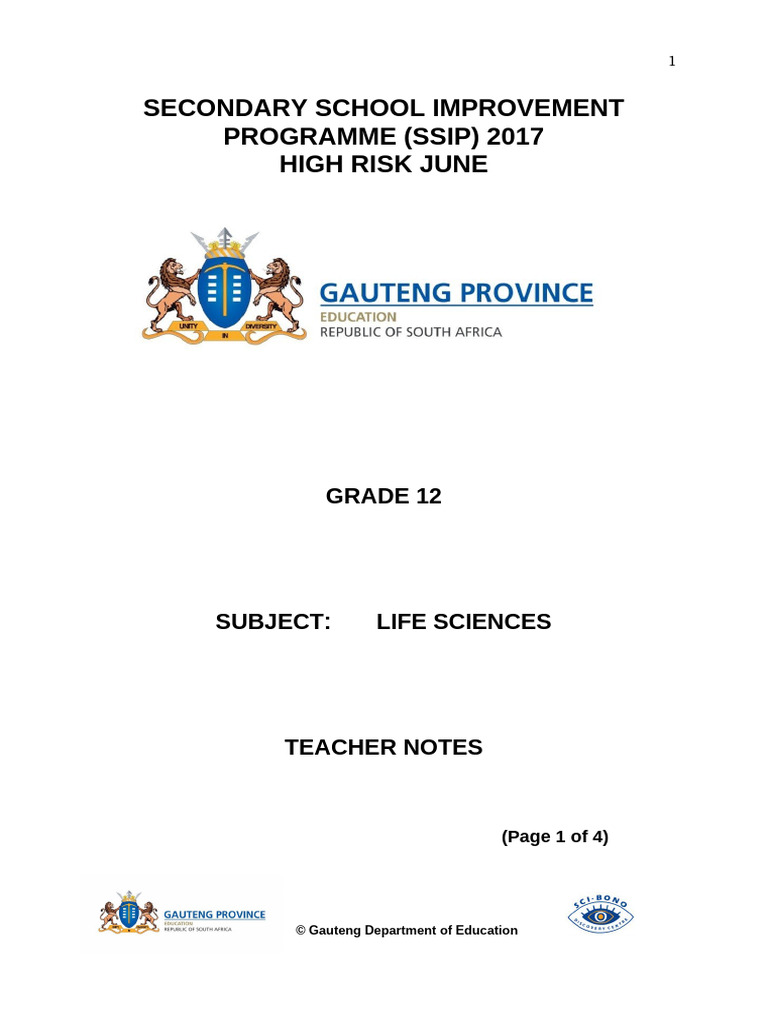 Ssip 2017 Life Sciences Teacher Notes High Risk June | PDF | Hormone ...