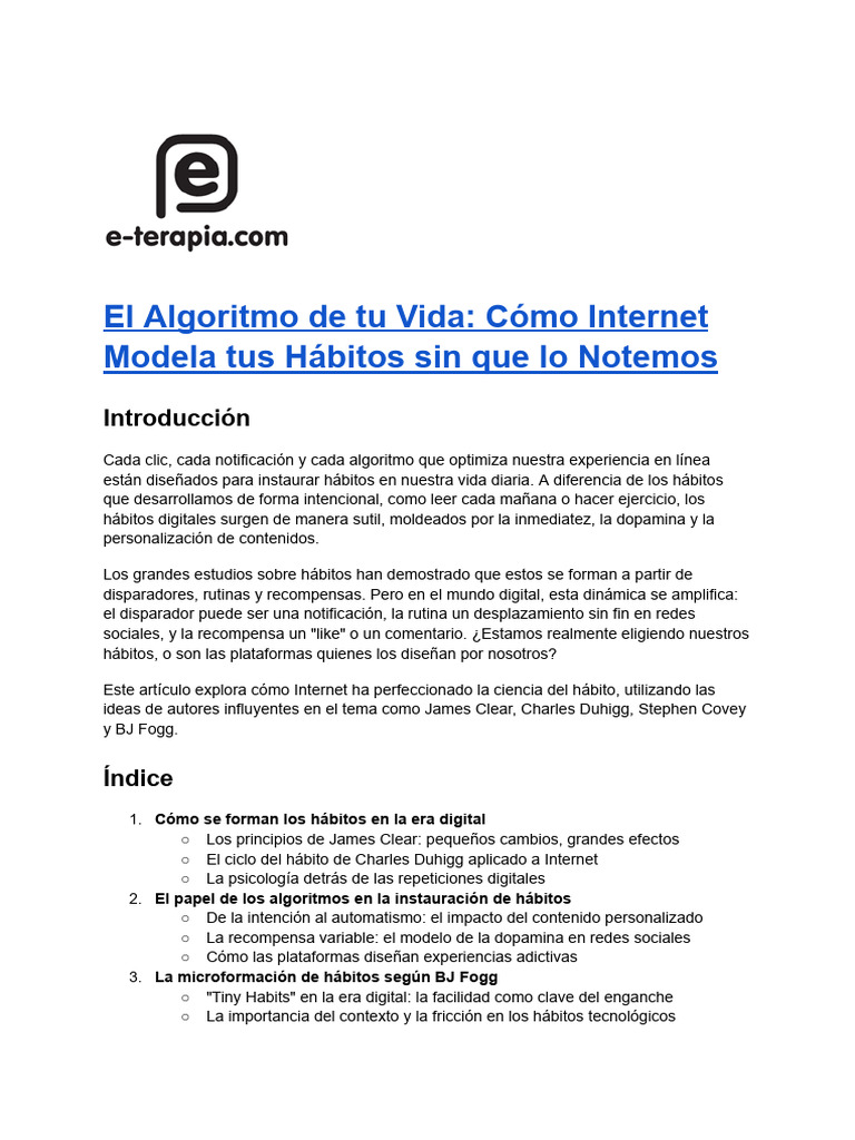 El Algoritmo de Tu Vida - Cómo Internet Modela Tus Hábitos Sin Que Lo ...