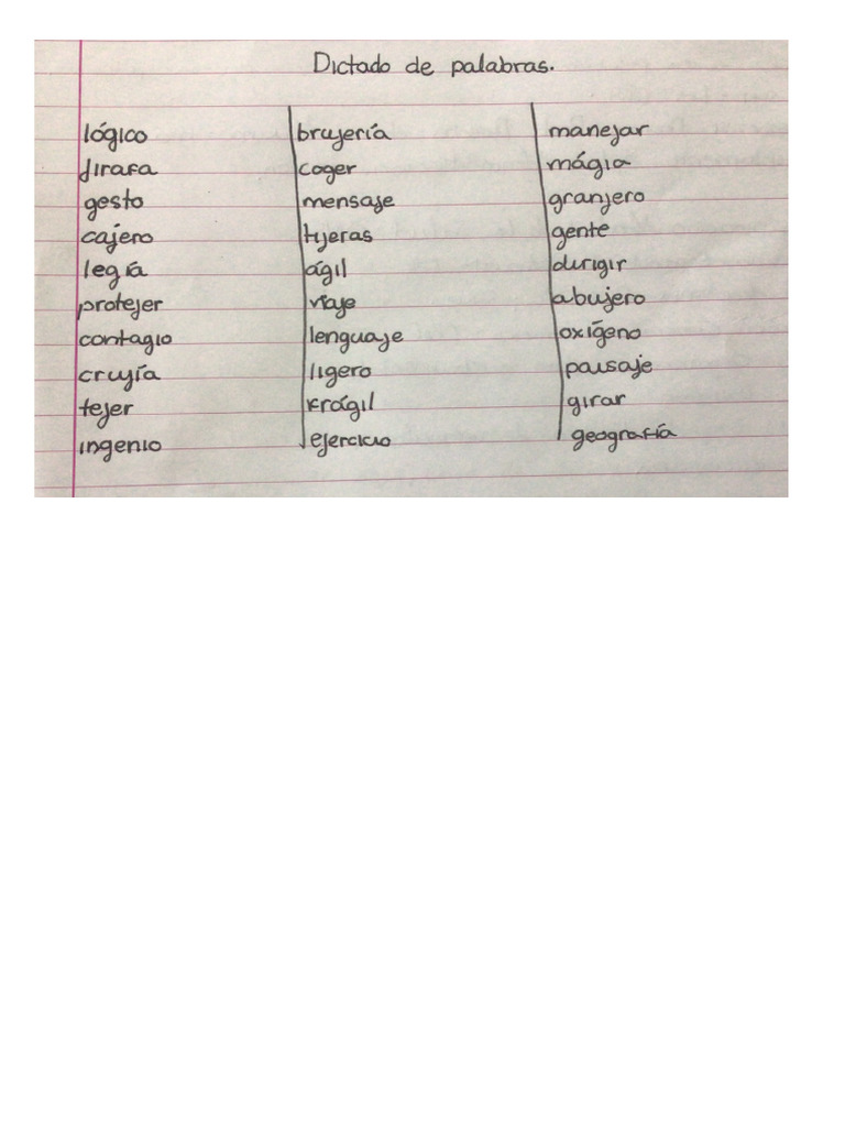 Dictado de Palabras | PDF