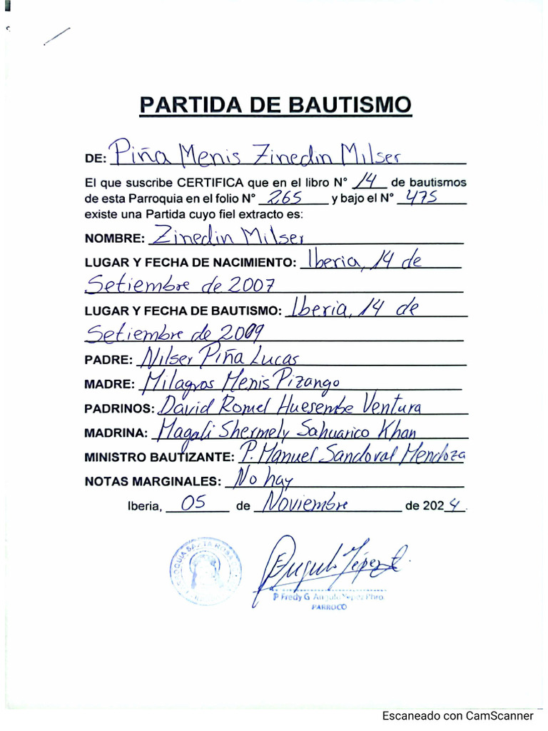 Partida de Bautismo | PDF