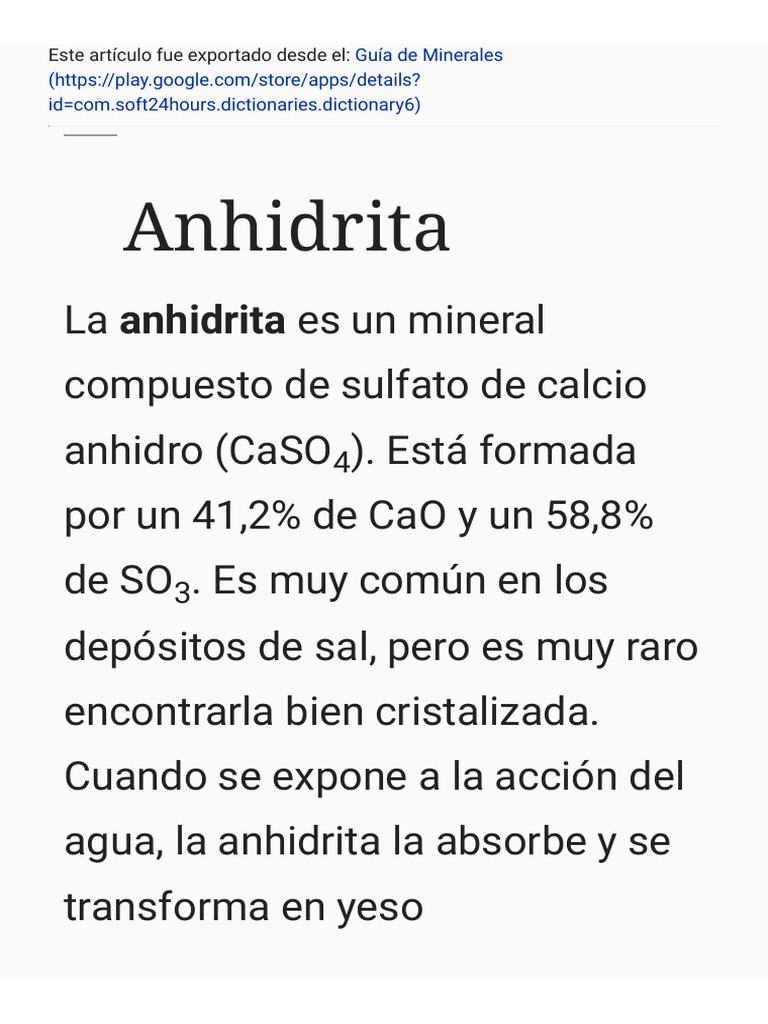 Guía de Minerales Anhidrita | PDF | Minerales | Clasificación de minerales