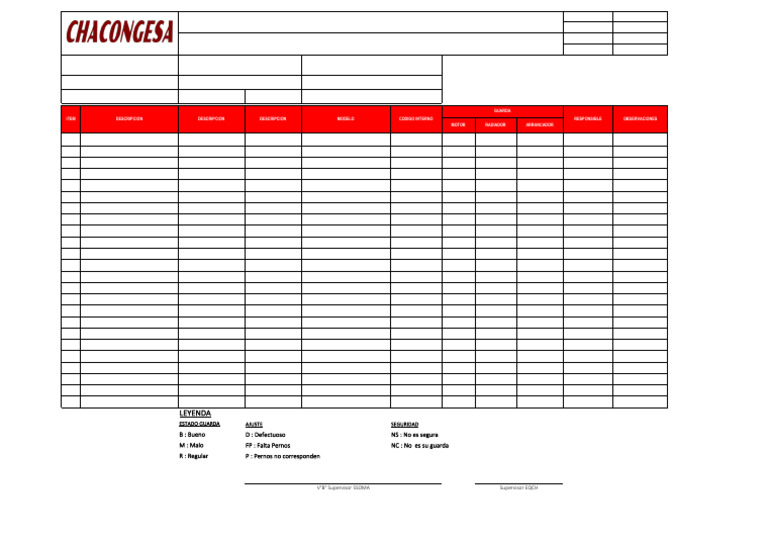 CH-FOR-044B V5 Check List Guardas de Equipos Auxiliares y Livianos | PDF