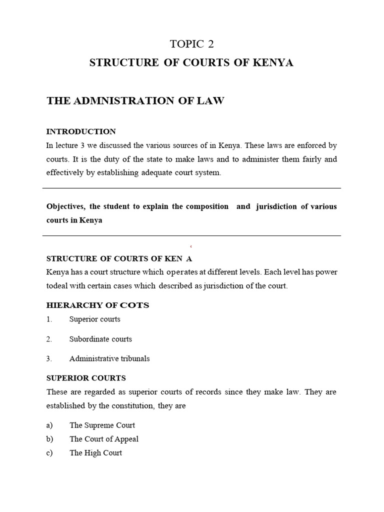 Structure of Kenya's Court System | PDF | Appeal | Jurisdiction