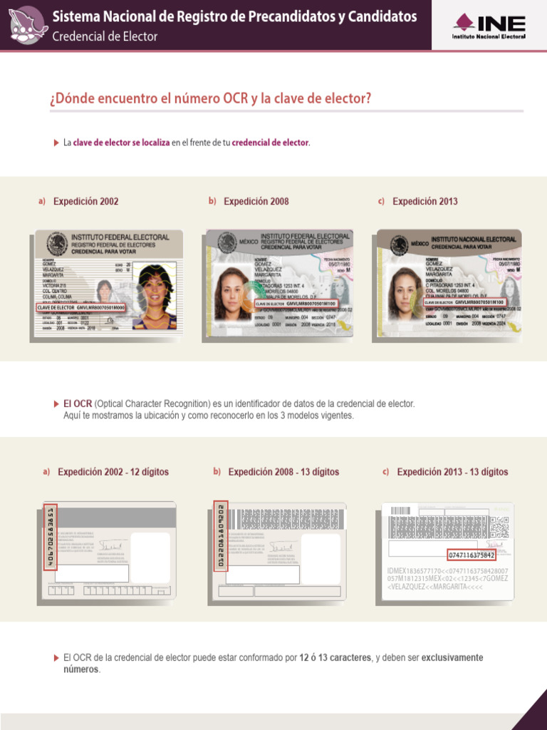 Ubicación y Formato del OCR en Credencial Elector | PDF | Elecciones ...