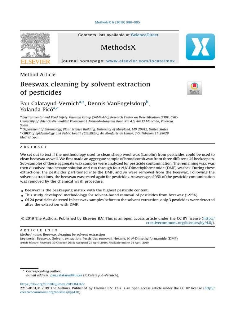 Solvent Extraction for Beeswax Purification | PDF | Beehive | Beekeeping