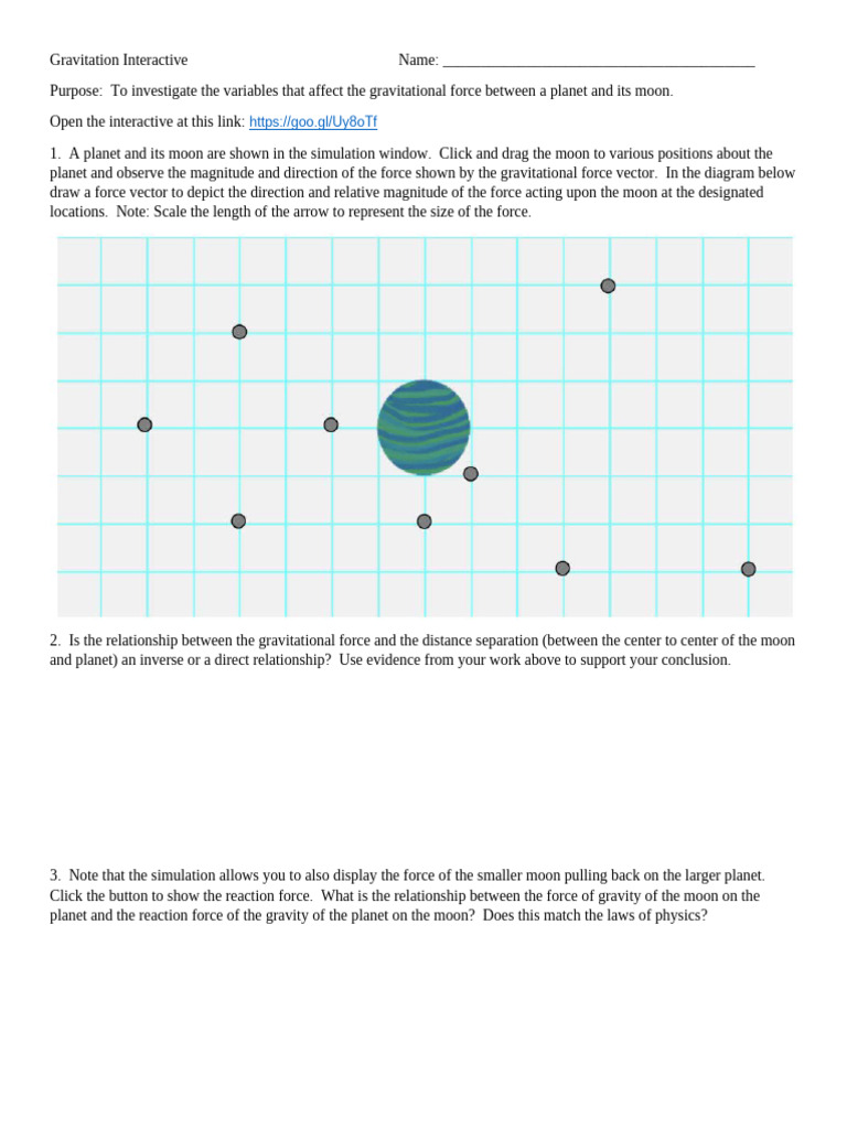 2024 Gravitation Interactive and Calculations | PDF | Force | Gravity