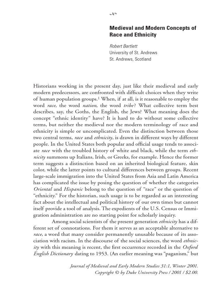 Bartlett On Medieval Concepts of Race | PDF | Race (Human ...