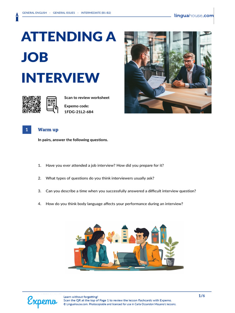 Attending A Job Interview British English Student B1 B2 | PDF | Job ...