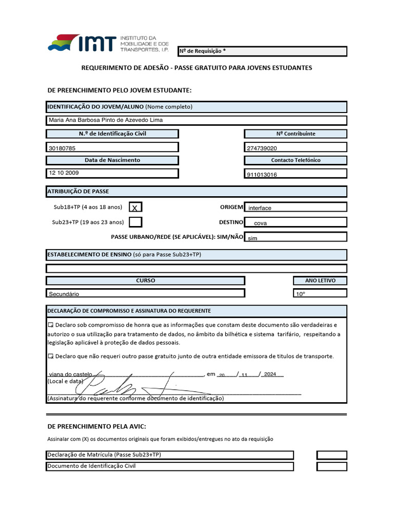 Formulario Passe Gratuito | PDF