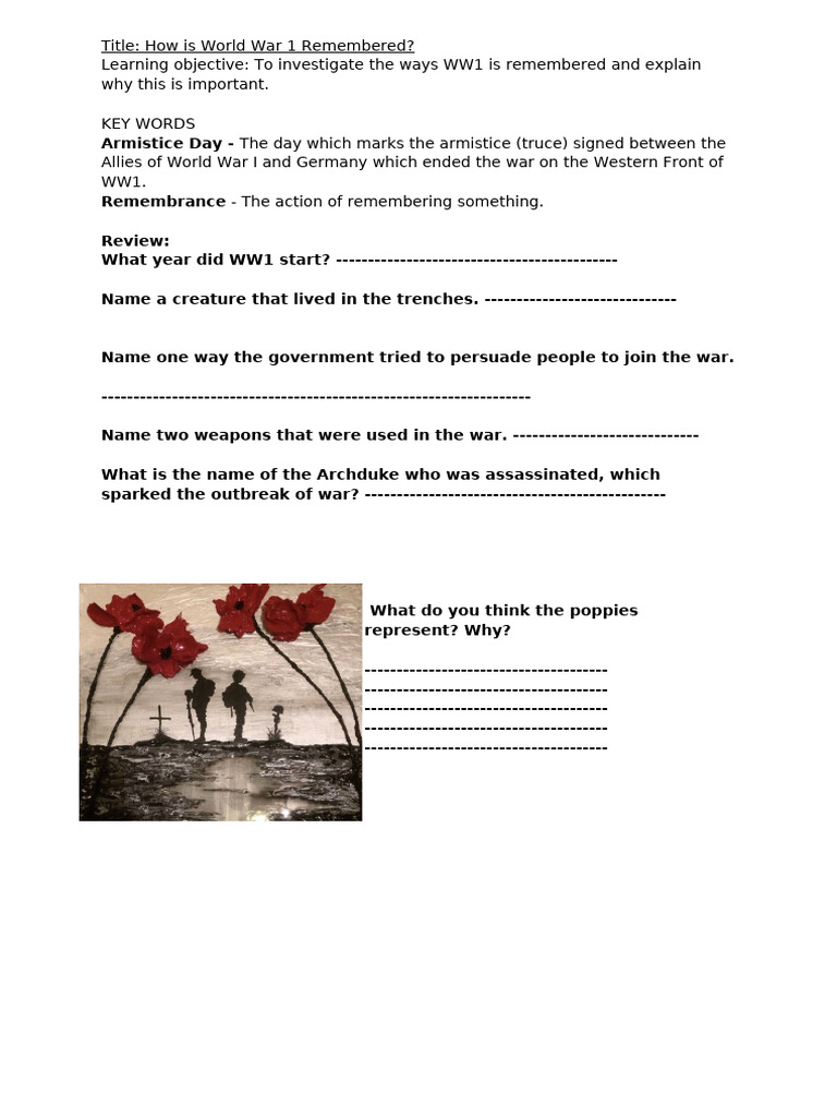 How Is World War I Remembered | PDF