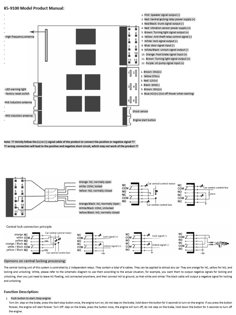 K5-9100 Model Product Manual | PDF | Remote Control | Relay