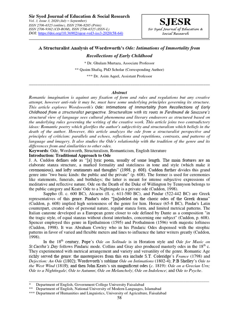 A Structuralist Analysis of Wordsworth S | PDF | Semantics