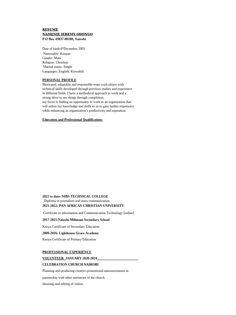 Jeremy CV 2 | PDF | Social Media | Popular Culture & Media Studies