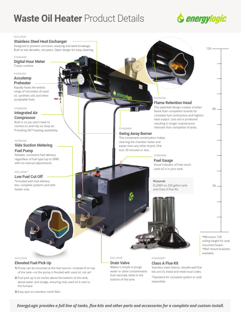 EnergyLogic - Waste .Oil .Heater - Spec .Sheet .180619 | PDF | Pump ...