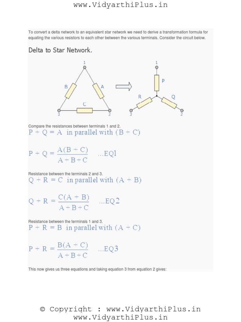 Delta Star | PDF | Resistor | Equations