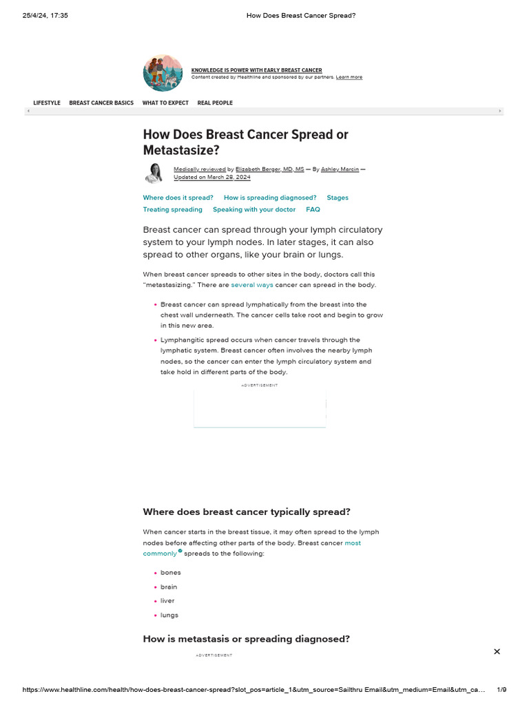 How Does Breast Cancer Spread Health Line | PDF | Breast Cancer | Cancer