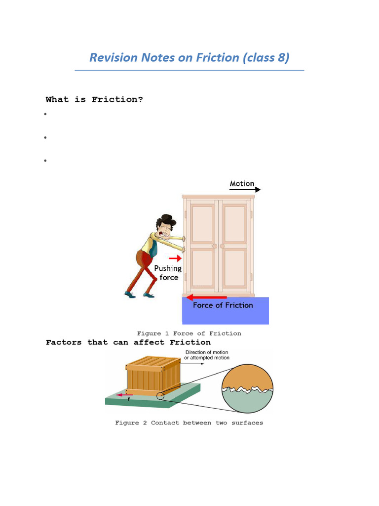 Revision Notes On Friction Pdf 2 Pdf Friction Force