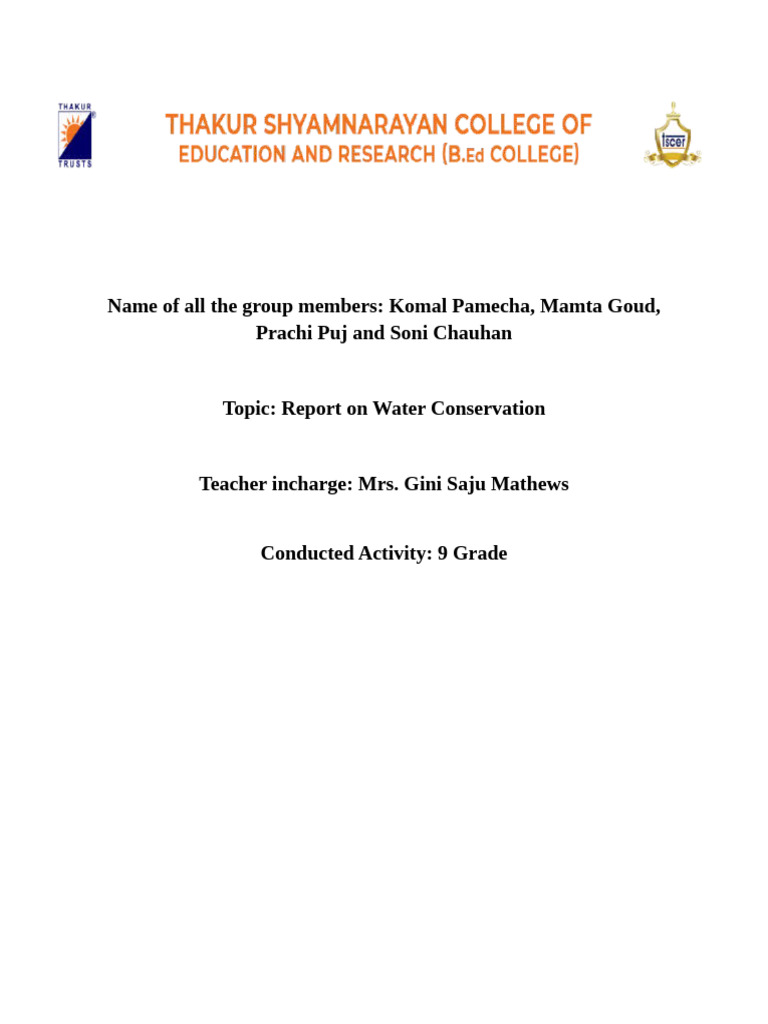 9th Grade Water Conservation Report | PDF | Water Conservation | Water