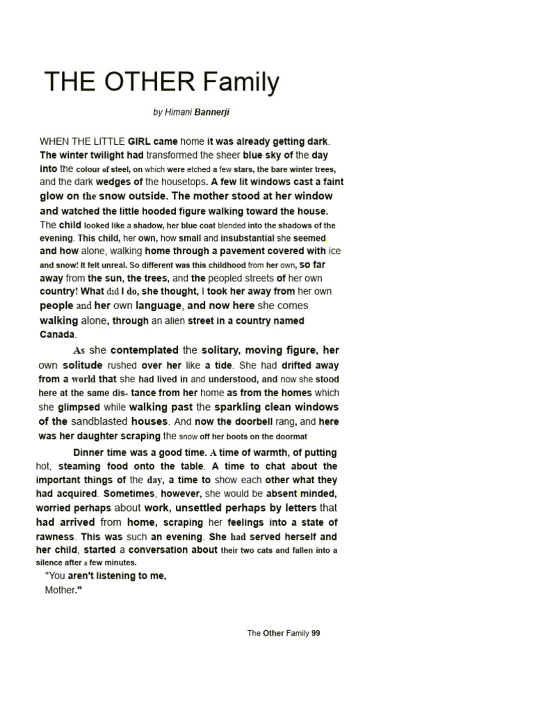 The Other Family by Himani Bannerji | PDF