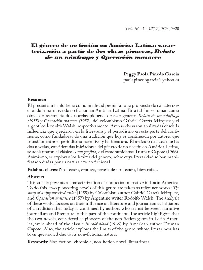 No ficción en América Latina: Pioneros y legado | PDF | Gabriel García ...